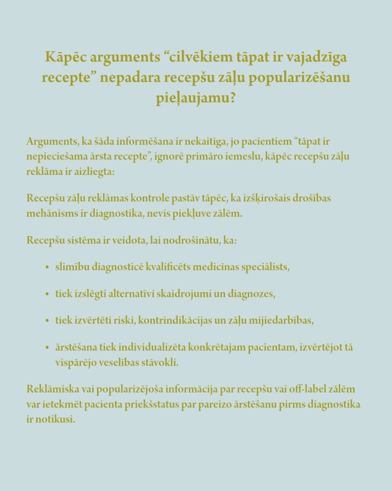 Inga Sprinģe, iesakot recepšu medikamentus, izplata dezinformāciju un ...